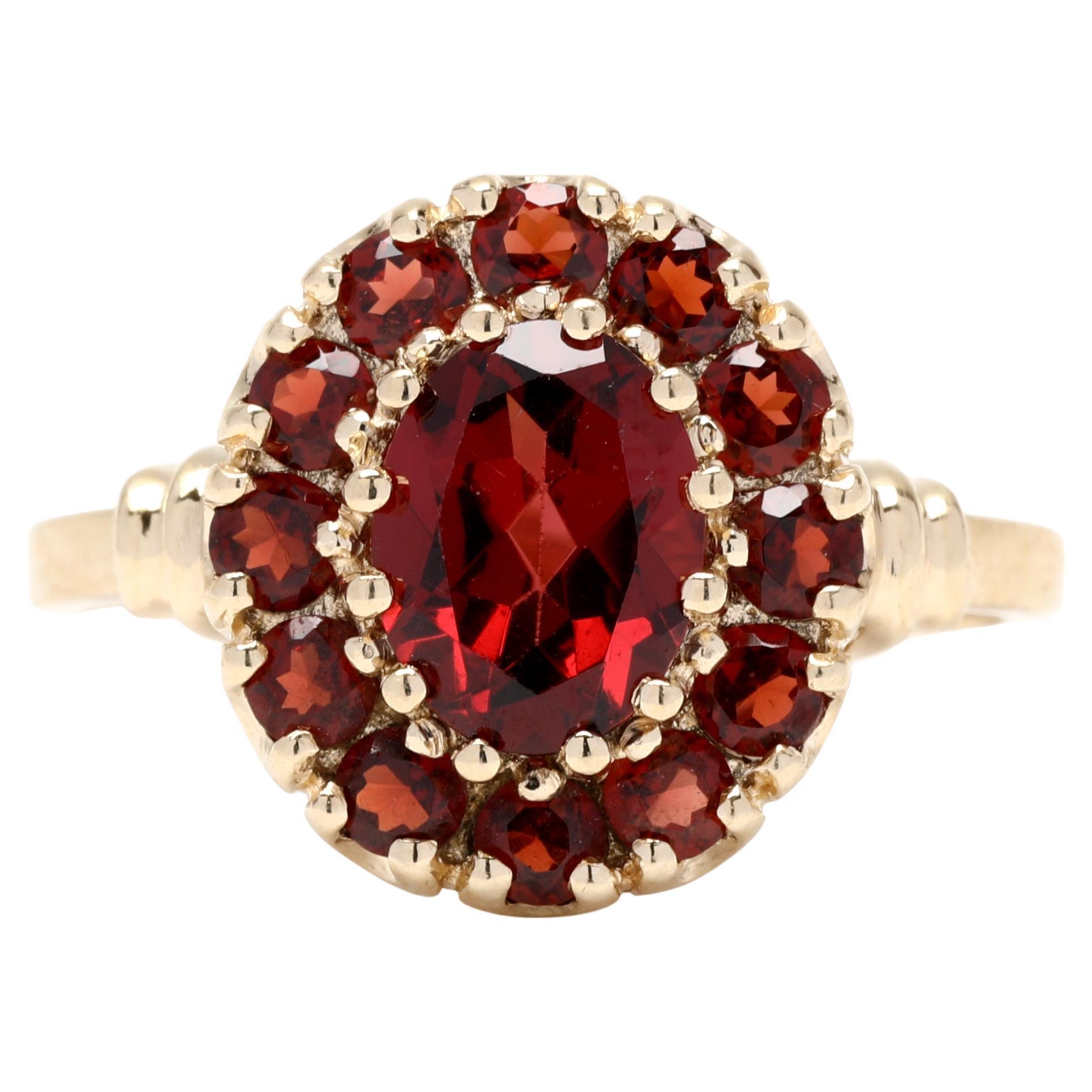 Garnet Yellow Gold Cluster Ring at 1stDibs | garnet cluster ring ...