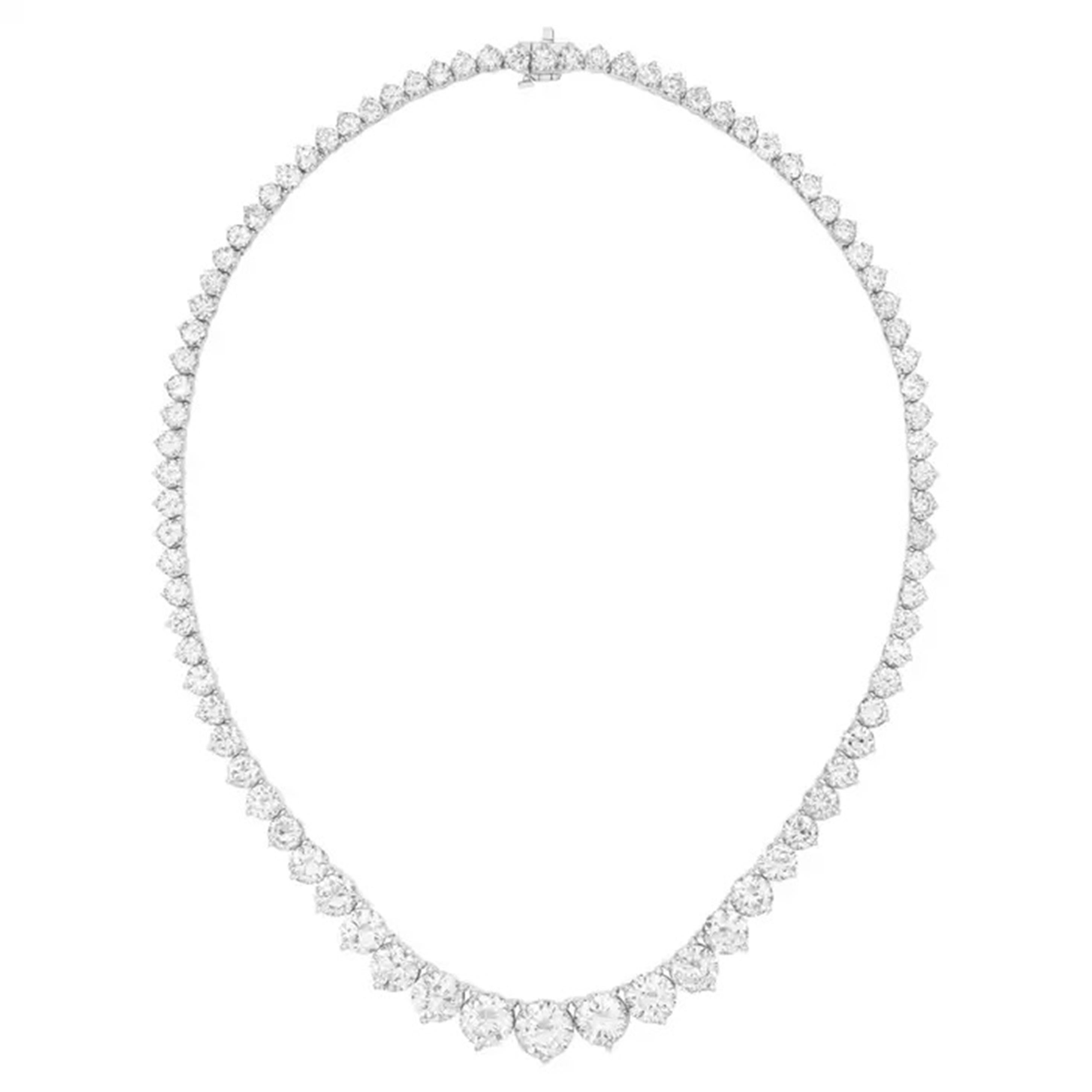 28 Carat Diamond Riviera Platinum Necklace For Sale at 1stDibs
