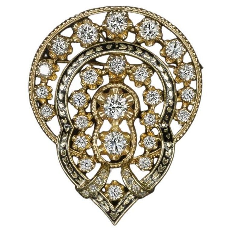 2.8 Carat Midcentury Vintage Diamond Yellow Brooch Pendant For Sale at ...