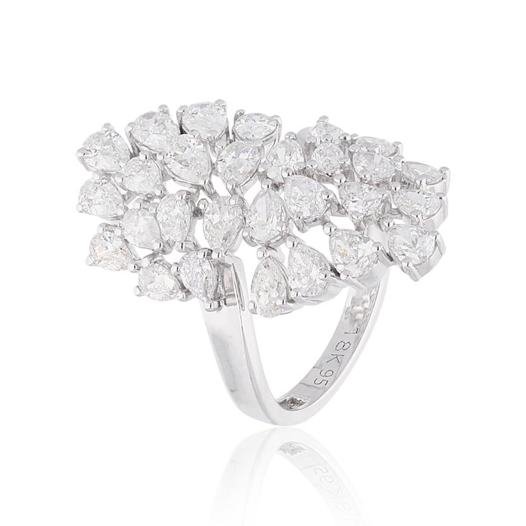 Customizable 2.8 Carat SI Clarity HI Color Pear Diamond Wrap Ring 18 ...