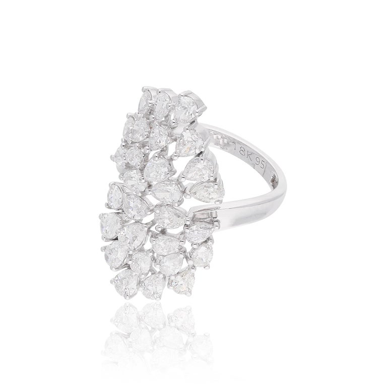 Customizable 2.8 Carat SI Clarity HI Color Pear Diamond Wrap Ring 18 ...