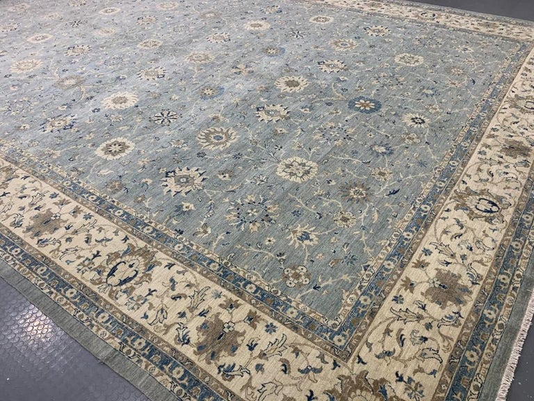 28 x 14 ft Palace Size Rug Contemporary in Style of Farahan Grey Blue ...