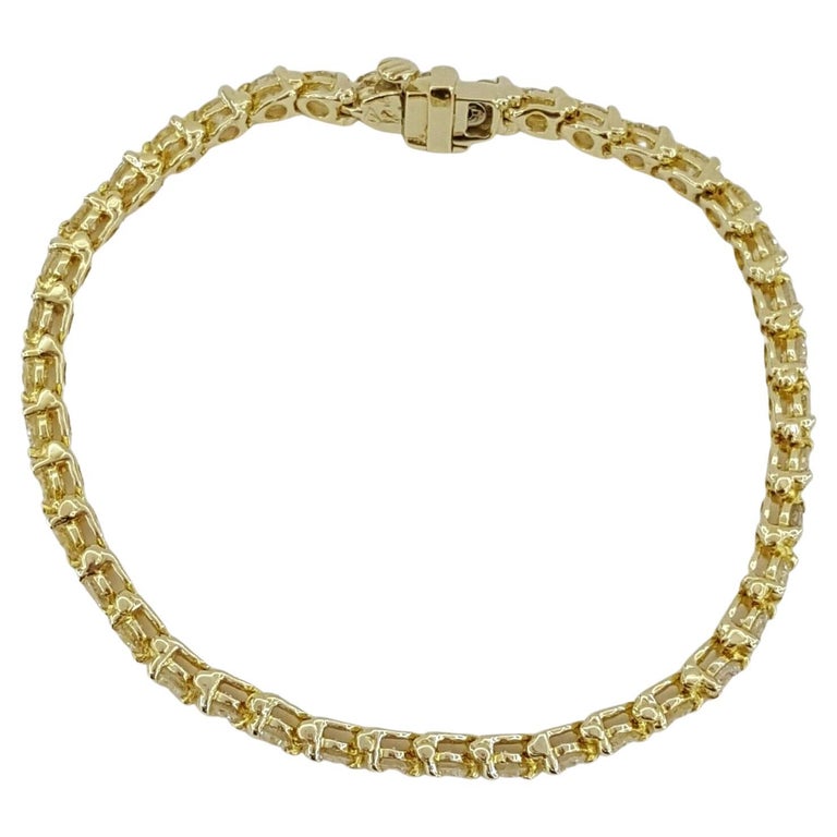 2.80 Ct Total Weight 14K Yellow Gold Round Brilliant Cut Diamond Tennis Bracelet For Sale at 1stDibs