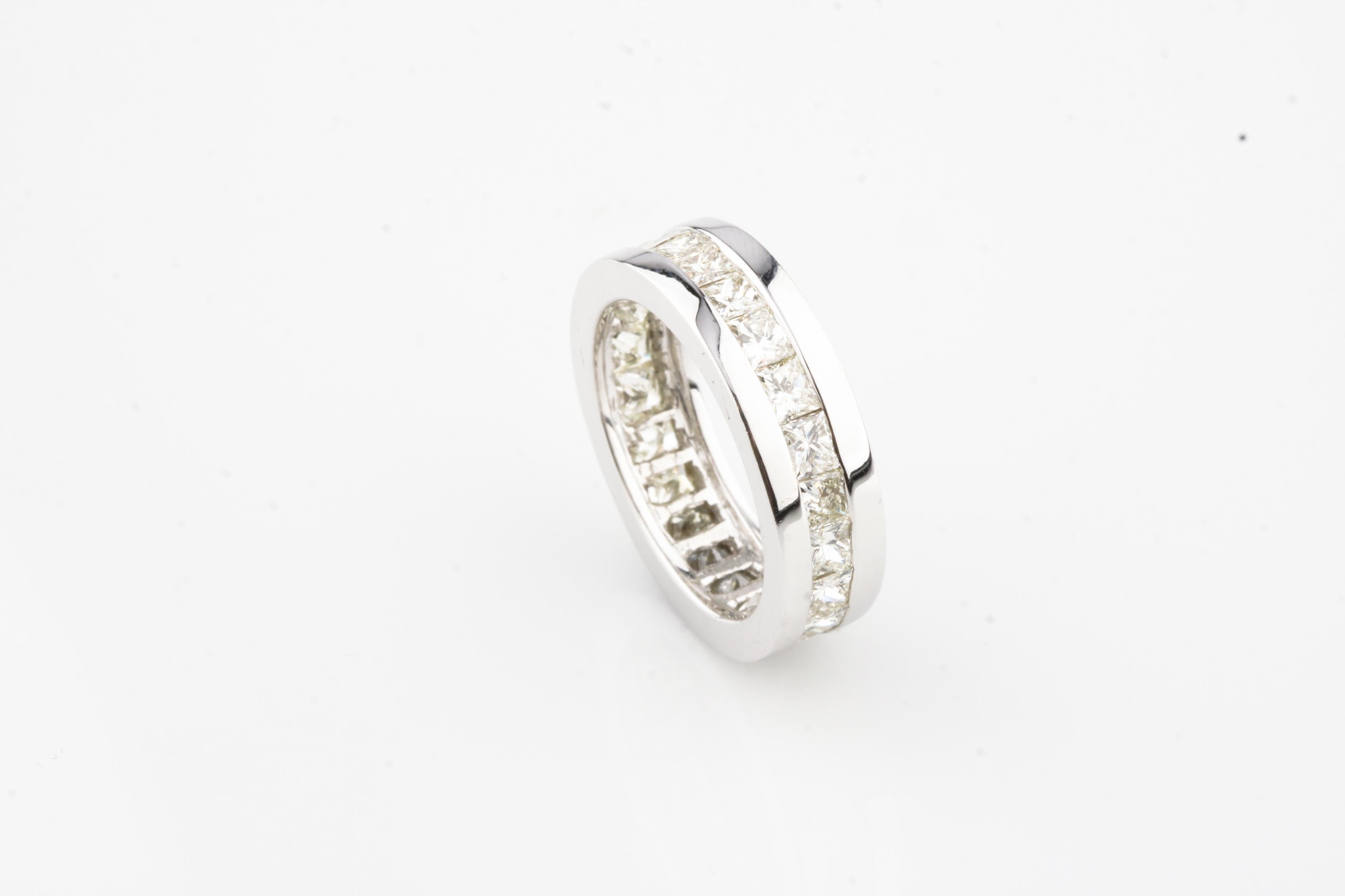 2.82 Carat Diamond White Gold Band Eternity Ring with Princess Cut ...