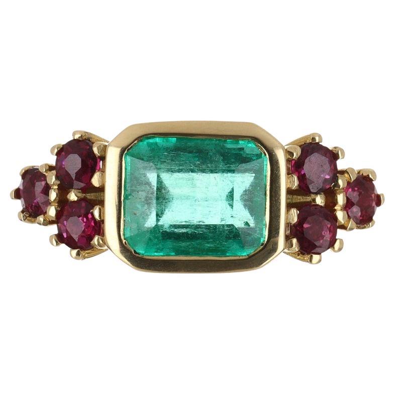 2.82tcw 18K Emerald and Red Ruby Gold Ring For Sale at 1stDibs