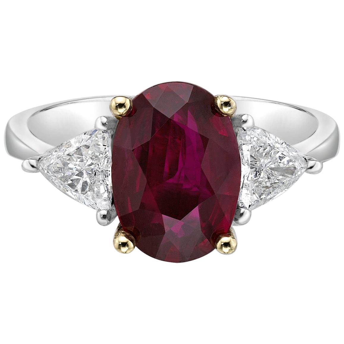 IGI Antwerp Certified 4.75 Carat Oval Red Ruby Ring For Sale at 1stDibs