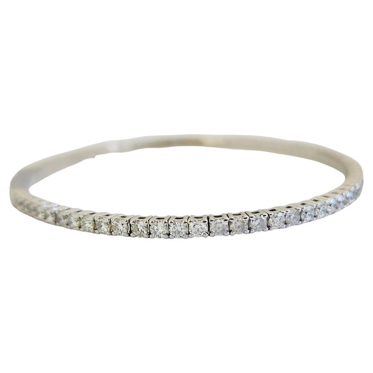2.85 Carat Flexible Full Bangle White Gold 14 Karat Bracelet For Sale ...