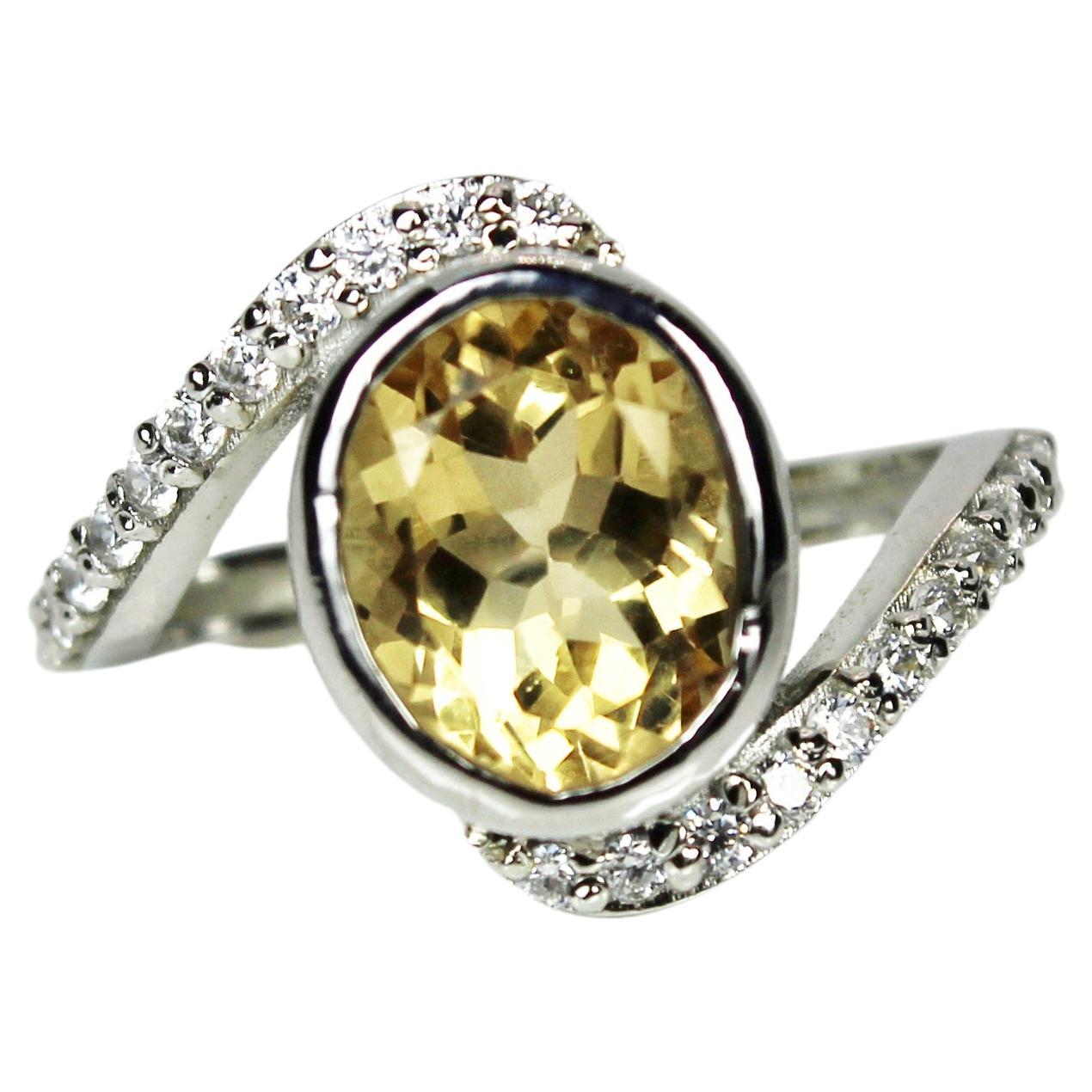 2.85 Carat Oval Cut Natural Citrine Ring For Sale at 1stDibs