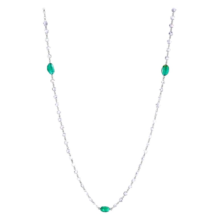 28.5 Carats Natural Emerald and 14 Carat Diamond Long Chain For Sale at ...