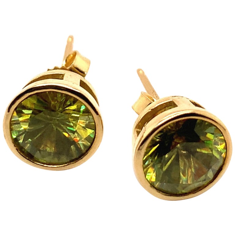 2.85 Carat Sphene Studs in 18 Karat Gold at 1stDibs