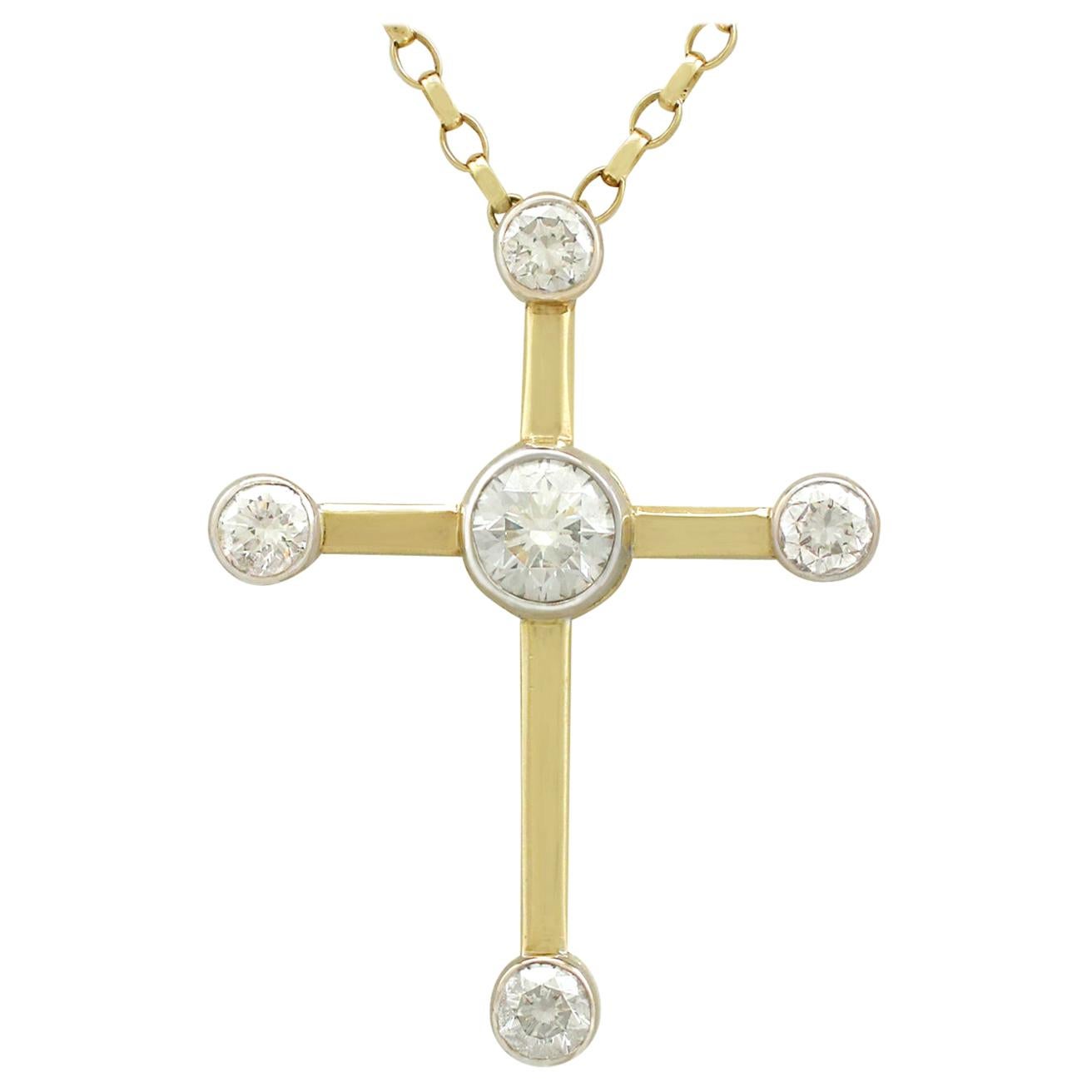 Tiffany and Co. Yellow Gold Diamond Cross Pendant .44 Carat at 1stDibs