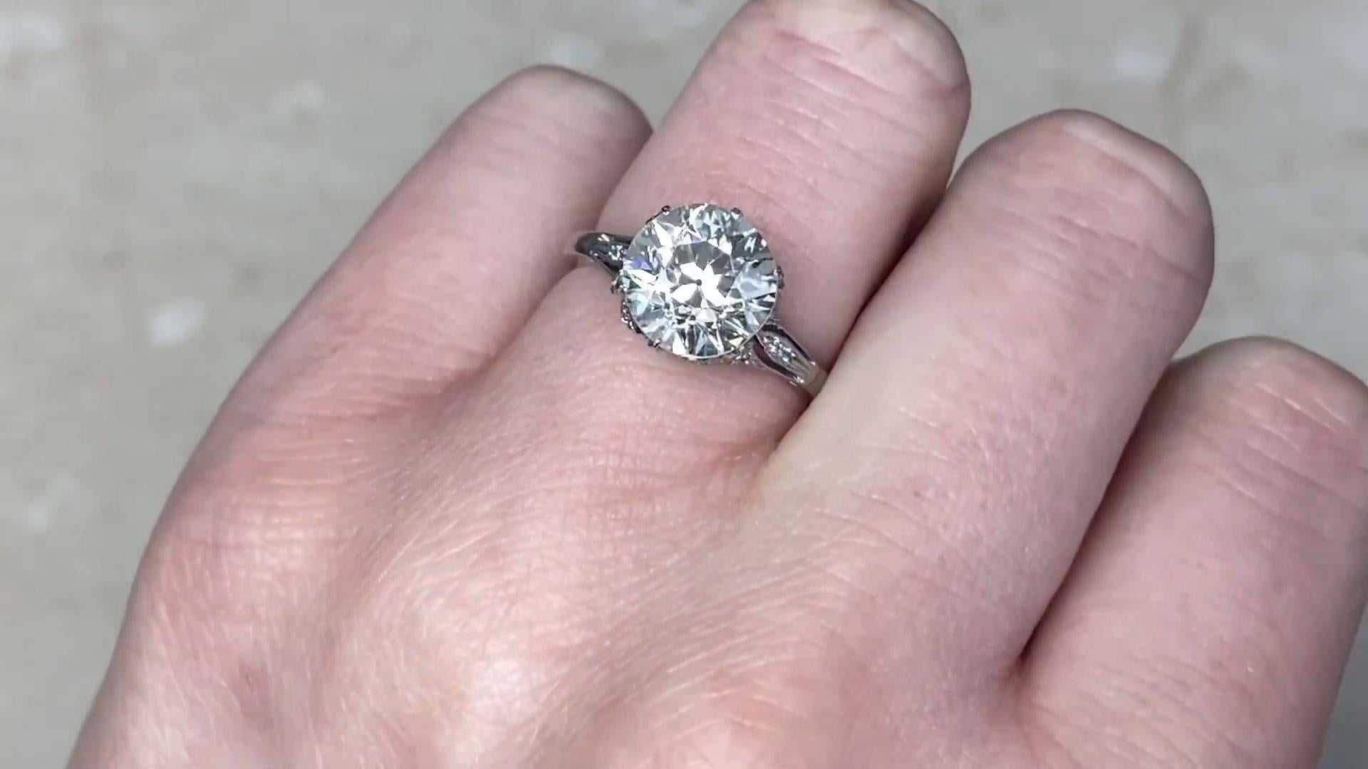 2.88ct Old Euro Diamond Engagement Ring, VS1 Clarity, Platinum For Sale at 1stDibs | blair's ...