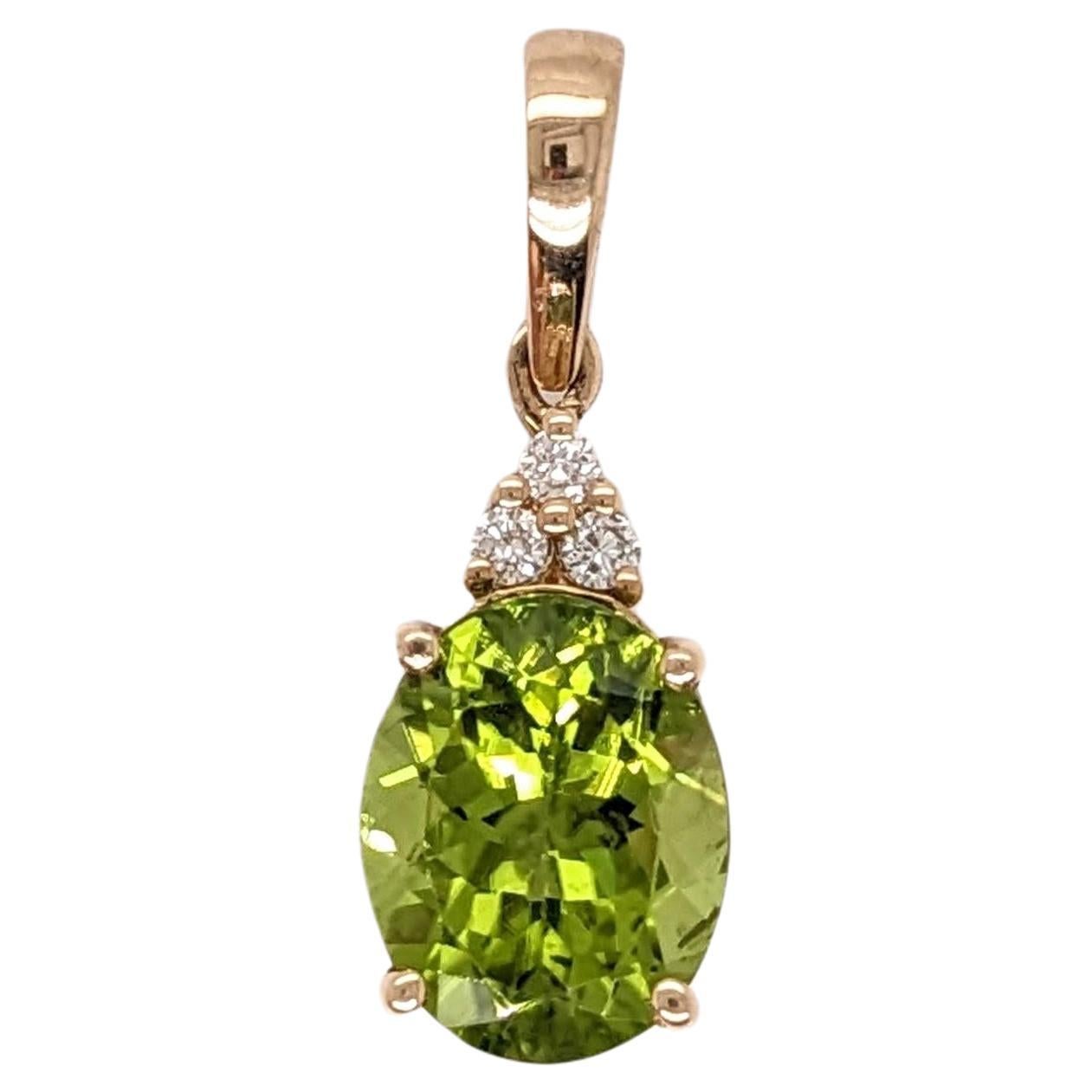 2.8ct Arizona Peridot Pendant w Earth Mined Diamonds in Solid 14K Gold ...