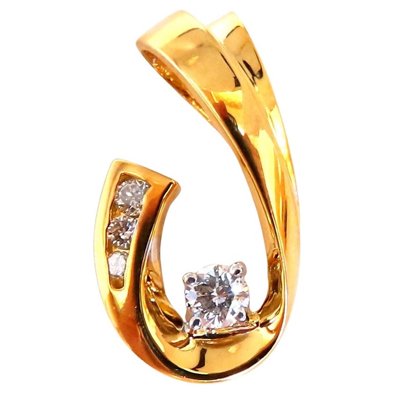 .28ct Natural Round Diamonds Modified Hook Slide 14kt Gold For Sale at ...
