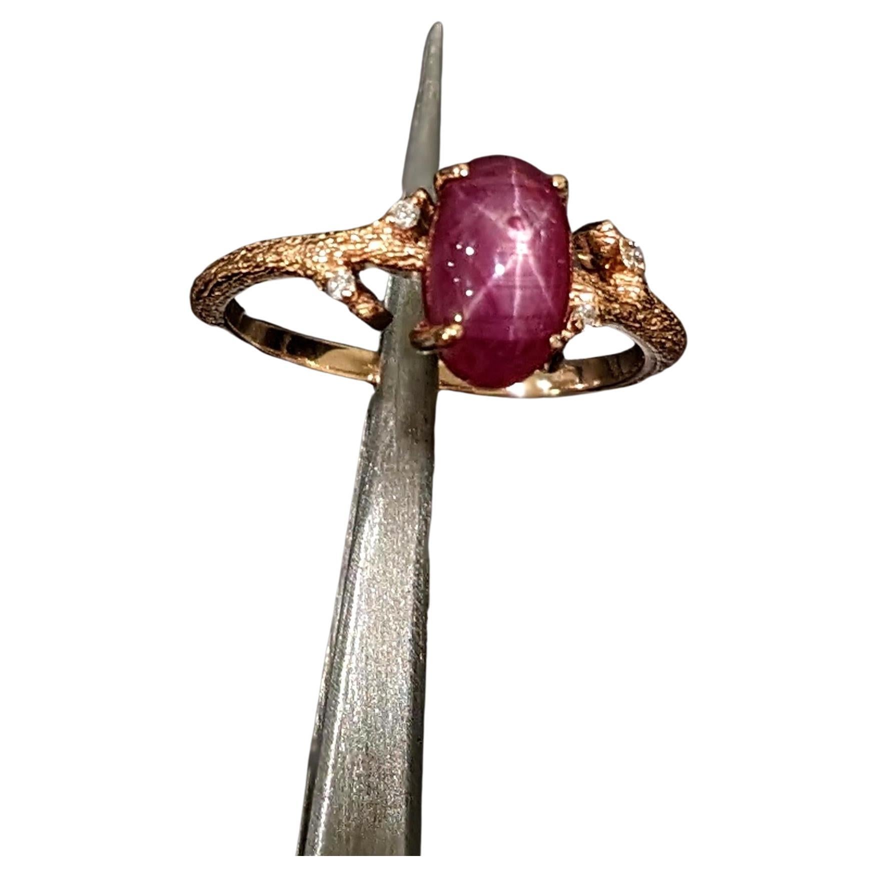 Bezel Set Pear Shape Ruby Band Ring w Natural Diamonds in Solid 14k Rose Gold For Sale at 1stDibs