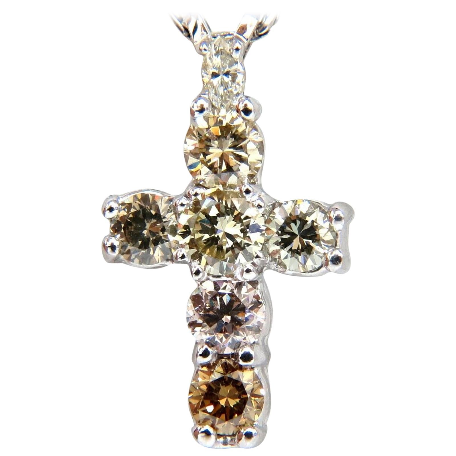5.71 Carat Natural Rough Diamond Cross Pendant For Sale at 1stDibs