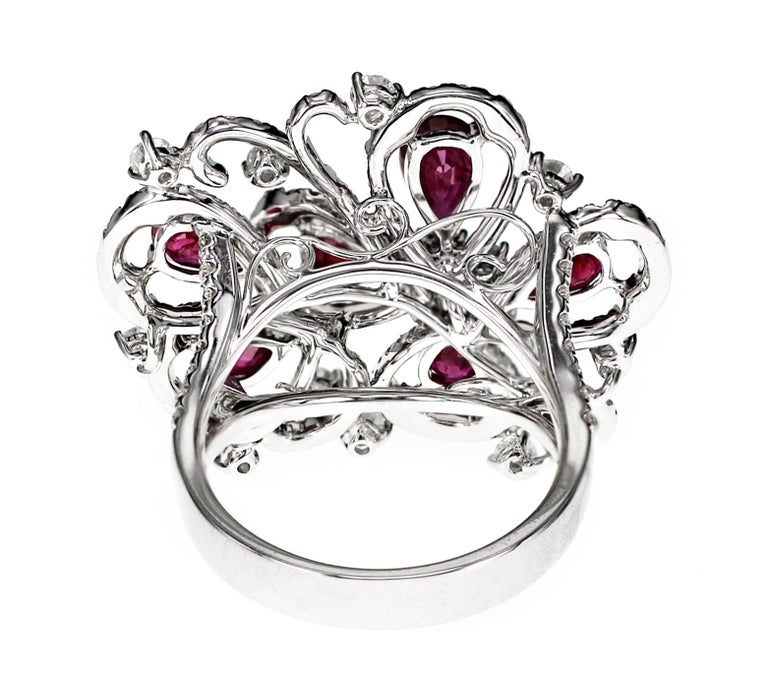 2.93 Carat Hot Red Ruby Diamond Cocktail Ring 18 Karat For Sale at ...
