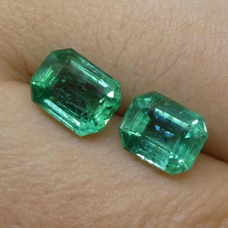 2.94ct Emerald Cut Emerald Pair For Sale at 1stDibs