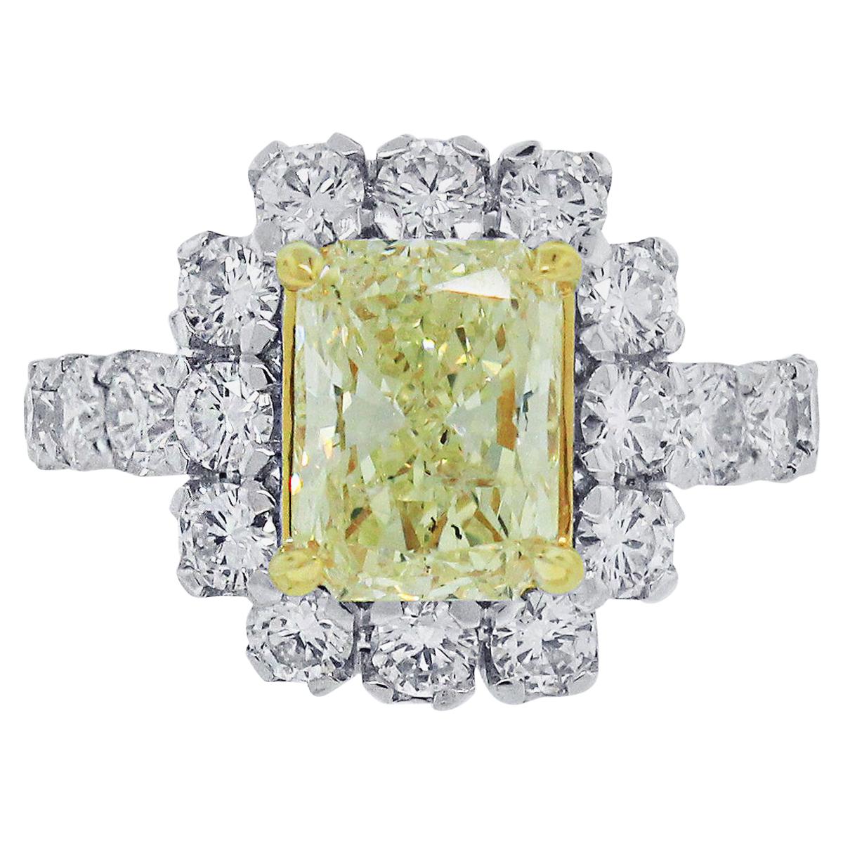 2.01 Carat Fancy Yellow Diamond Engagement Ring For Sale at 1stDibs