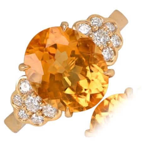 2.97ct Oval Cut Natural Citrine Cocktail Ring, 18k Yellow Gold For Sale ...