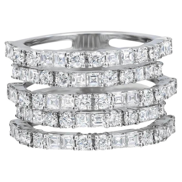 Customizable 2.99 Carat Diamond Five-Row Alternating Fashion Ring in ...