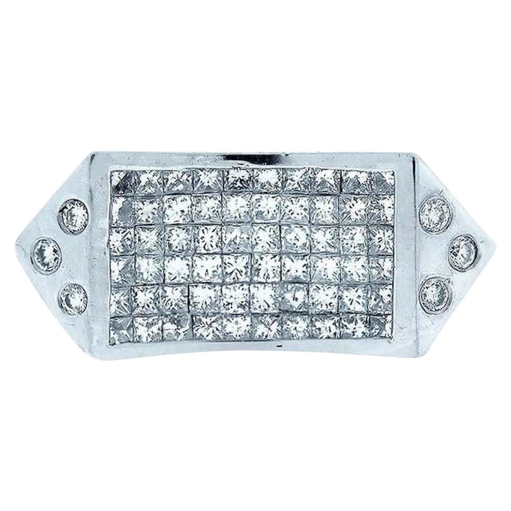 Estate 14 Karat White Gold Princess Cut Invisible Set Diamond Ring Band ...