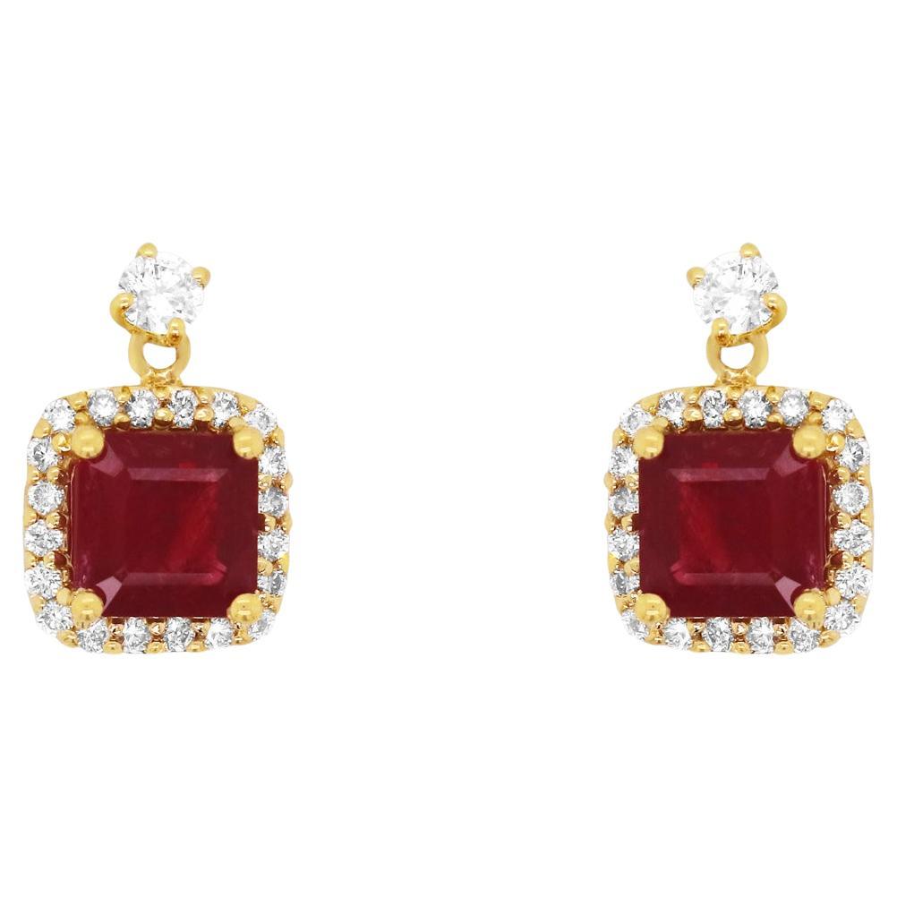 Art Nouveau 0.08 Carat Ruby Pearl Yellow Gold Stud Dangle "Snake ...