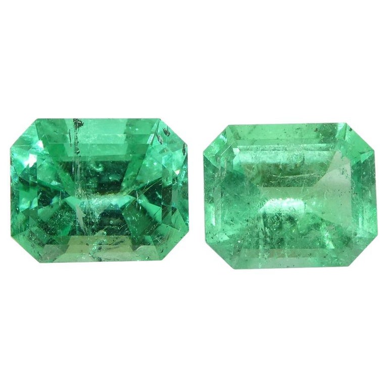 2.99ct Pair Emerald Cut Green Emerald from Colombia For Sale at 1stDibs