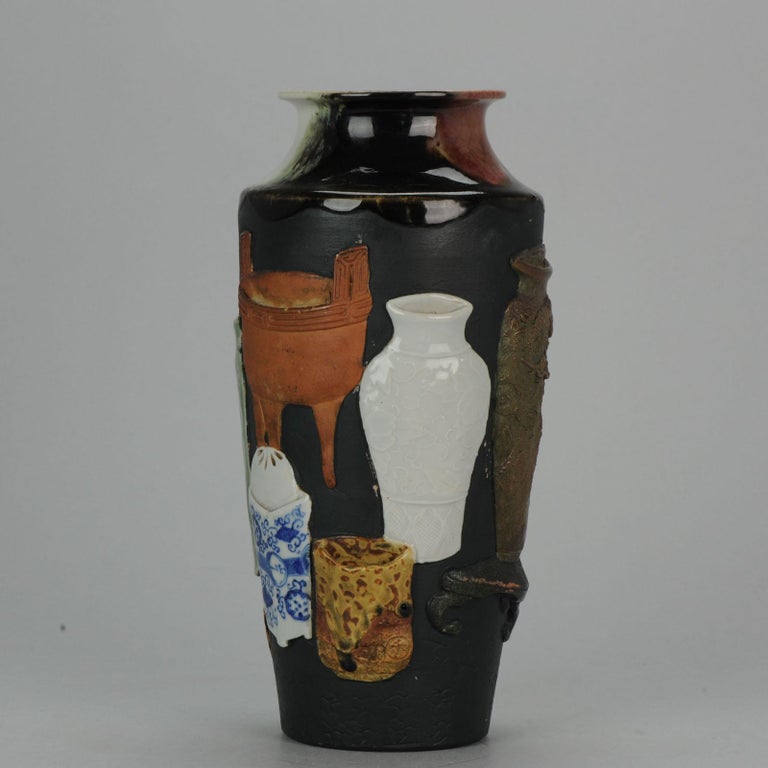 Antique Early 20th Century Japanese Sumida Gawa Pottery Vase Inoue ...