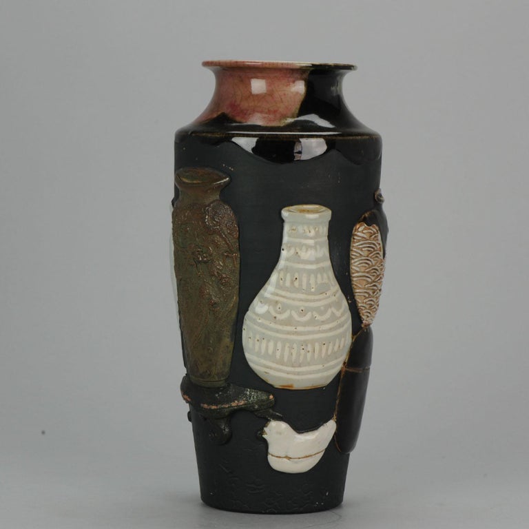 Antique Early 20th Century Japanese Sumida Gawa Pottery Vase Inoue ...
