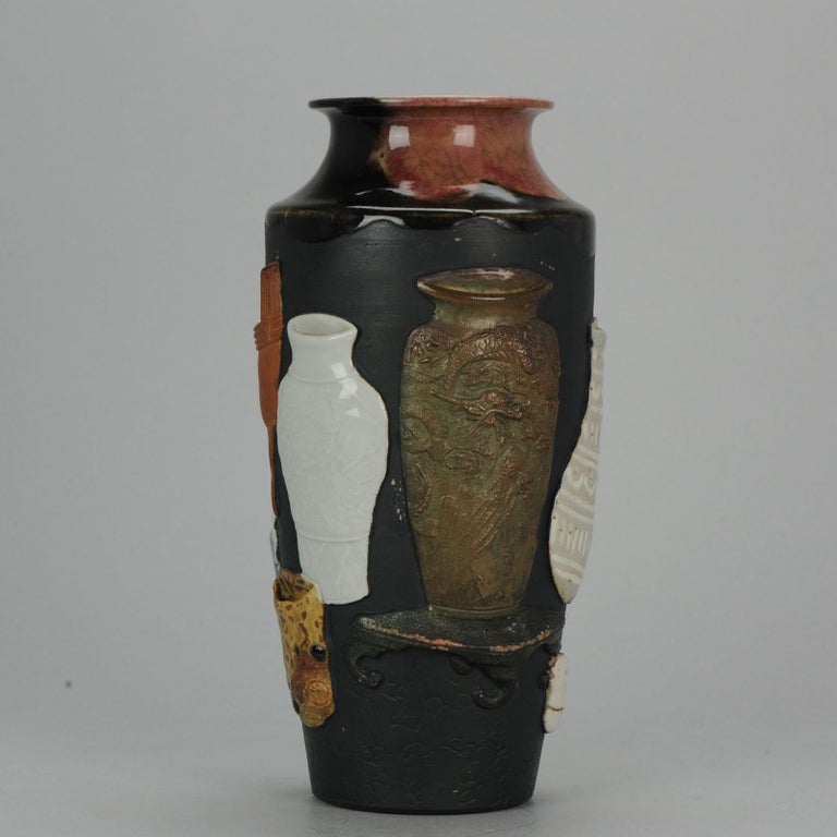 Antique Early 20th Century Japanese Sumida Gawa Pottery Vase Inoue ...