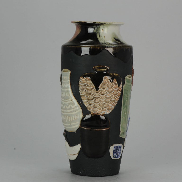 Antique Early 20th Century Japanese Sumida Gawa Pottery Vase Inoue ...