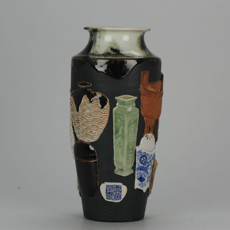 Antique Early 20th Century Japanese Sumida Gawa Pottery Vase Inoue ...