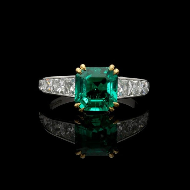 Customizable 2CT Colombian Emerald Diamond Engagement Ring For Sale at 1stDibs