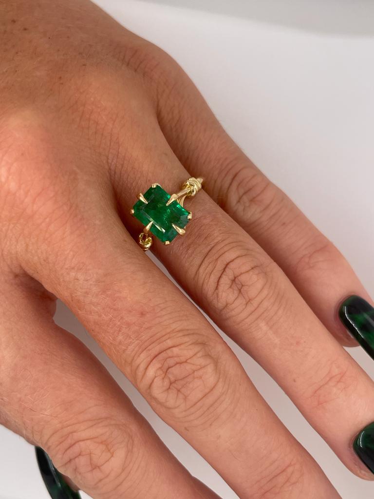 Customizable 2ct Emerald Cut Engagement Ring in 18ct Yellow Gold For ...