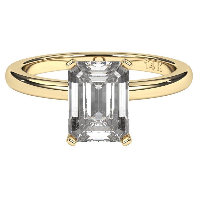 2CT Emerald Cut Solitaire F-G Color with VS Clarity Lab Grown Diamond ...