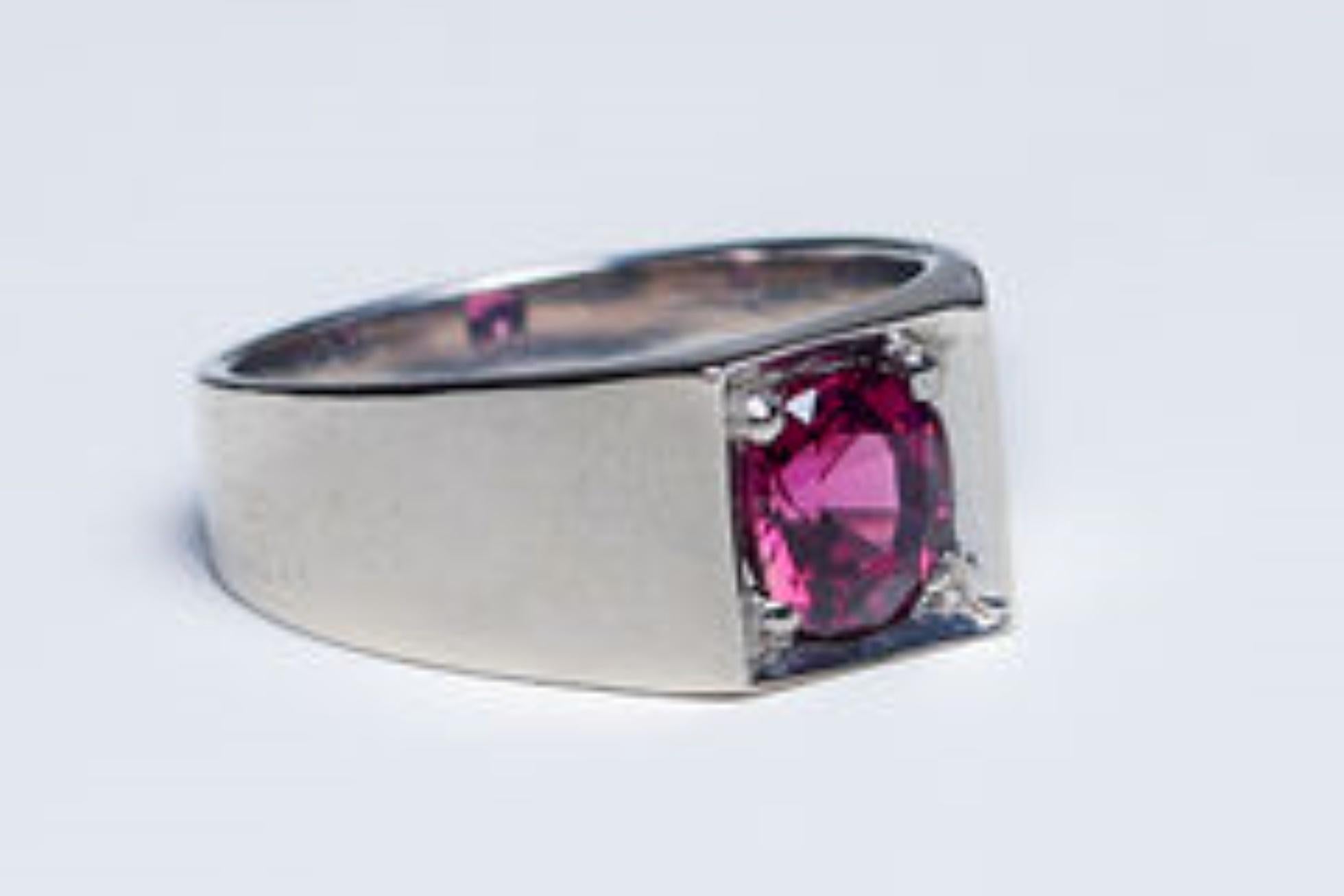 2ct Natural Garnet Birthstone Signet Ring Platinum Sterling Silver For ...