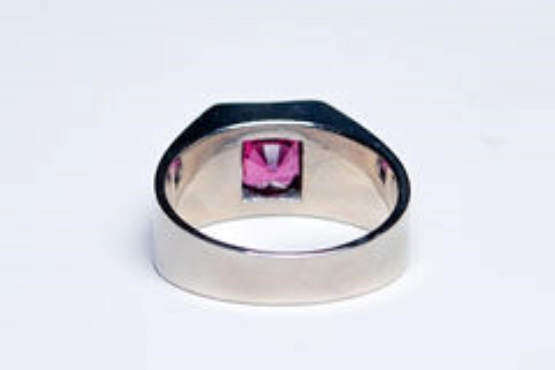 2ct Natural Garnet Birthstone Signet Ring Platinum Sterling Silver For ...