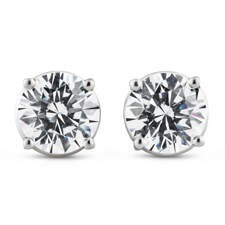 2 Carat Solitaire Traceable Diamond Ear Studs In 18k White Gold, Rocks ...