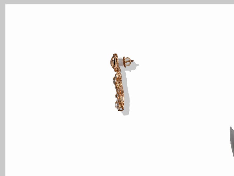 Ornate, 2 Carat Earrings, Rose 18Kt 2-Tone, VS Dangle Earrings For Sale ...
