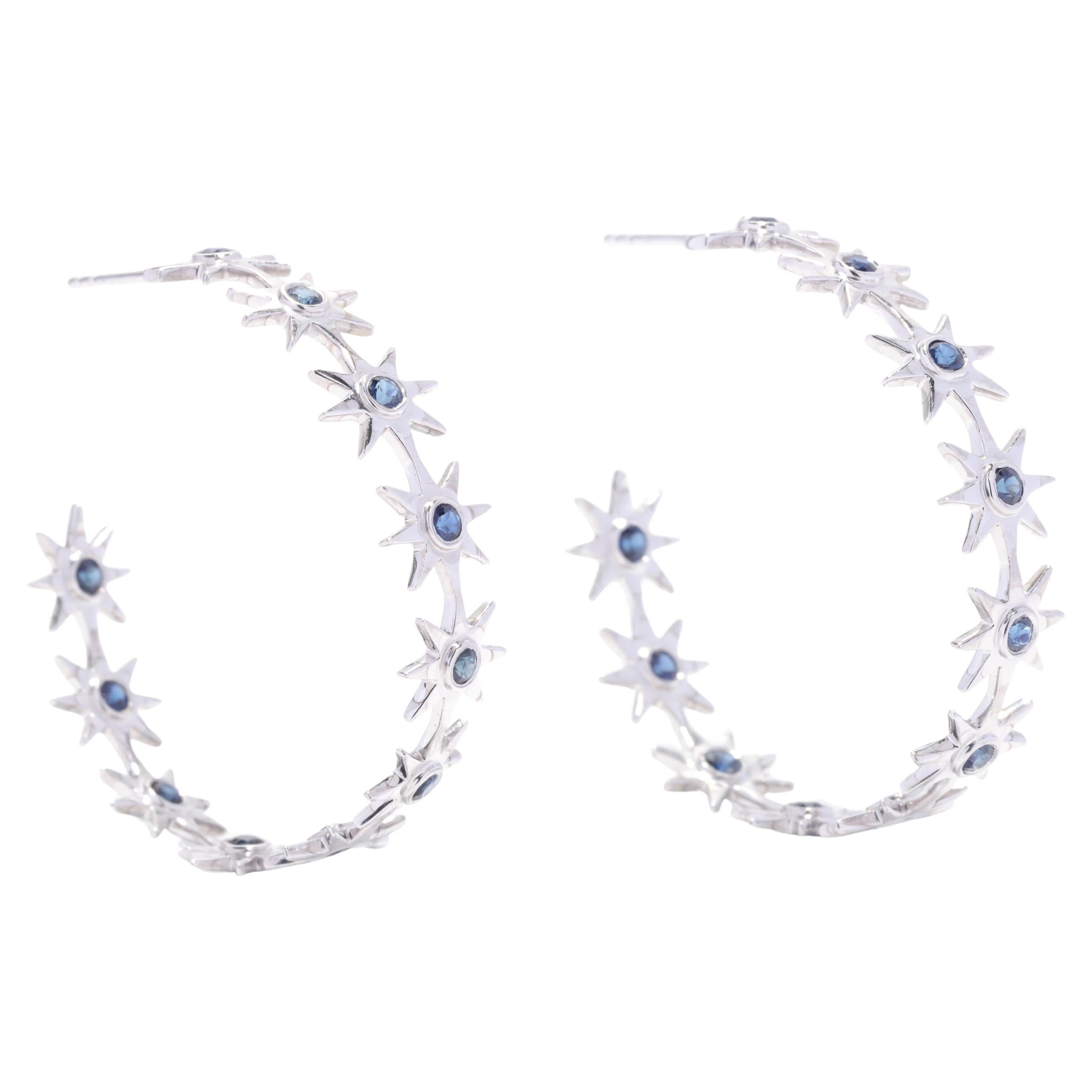 18K White gold invisible Sapphire Hoop Earrings For Sale at 1stDibs ...
