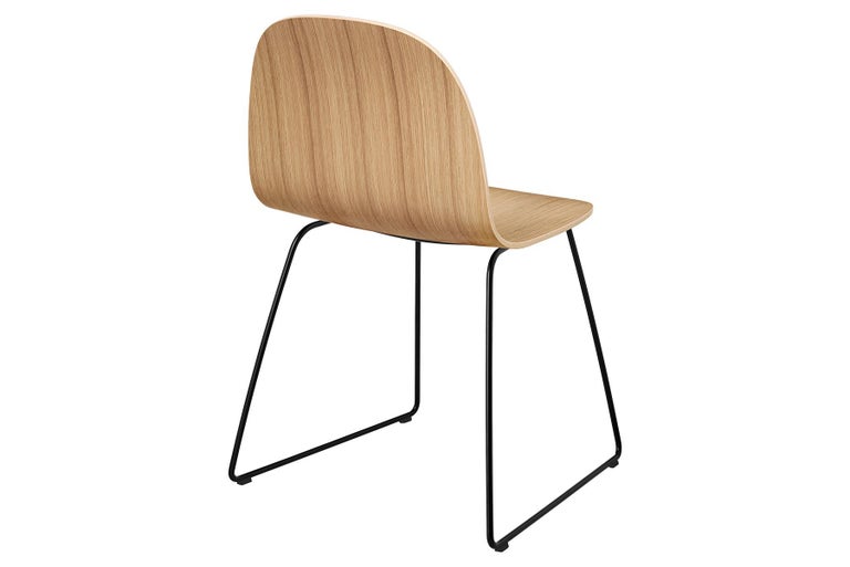 2D Dining Chair, Un-Upholstered, Sledge Base, Walnut For Sale at 1stDibs