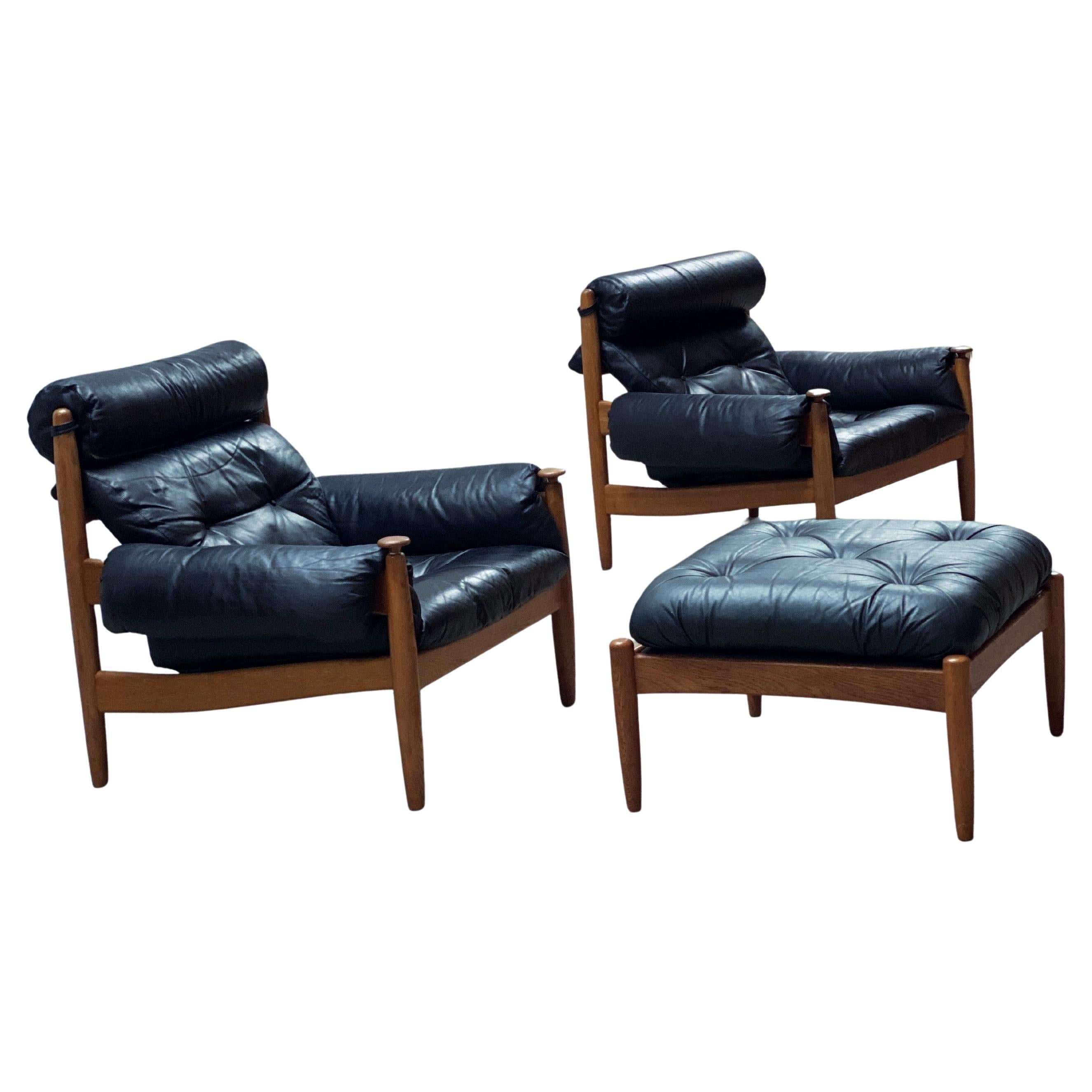 2er Set Sven Ellekaer für Coja Sessel Teak Cognac Leder, Niederlande ...