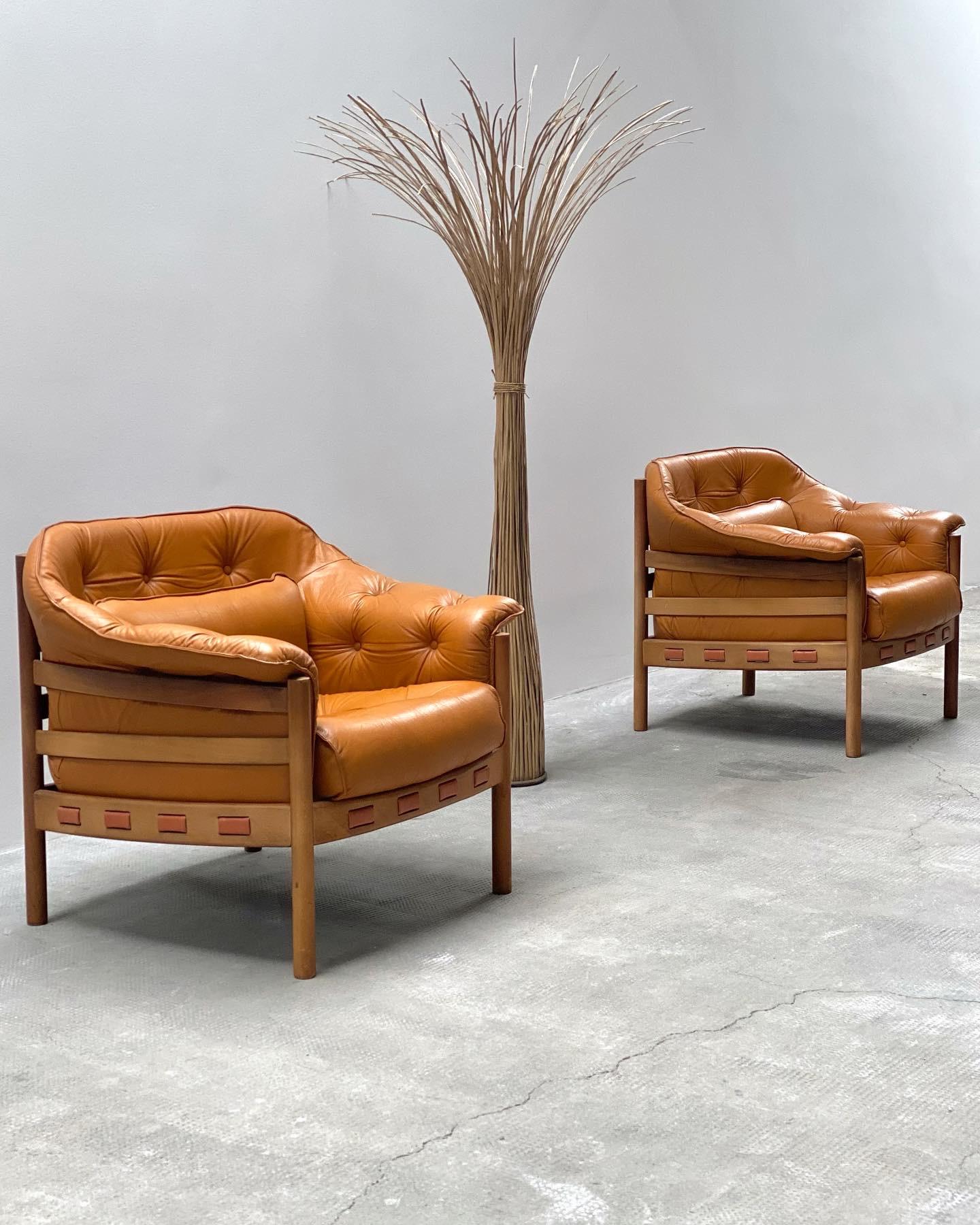 2er Set Sven Ellekaer für Coja Sessel Teak Cognac Leder, Niederlande ...