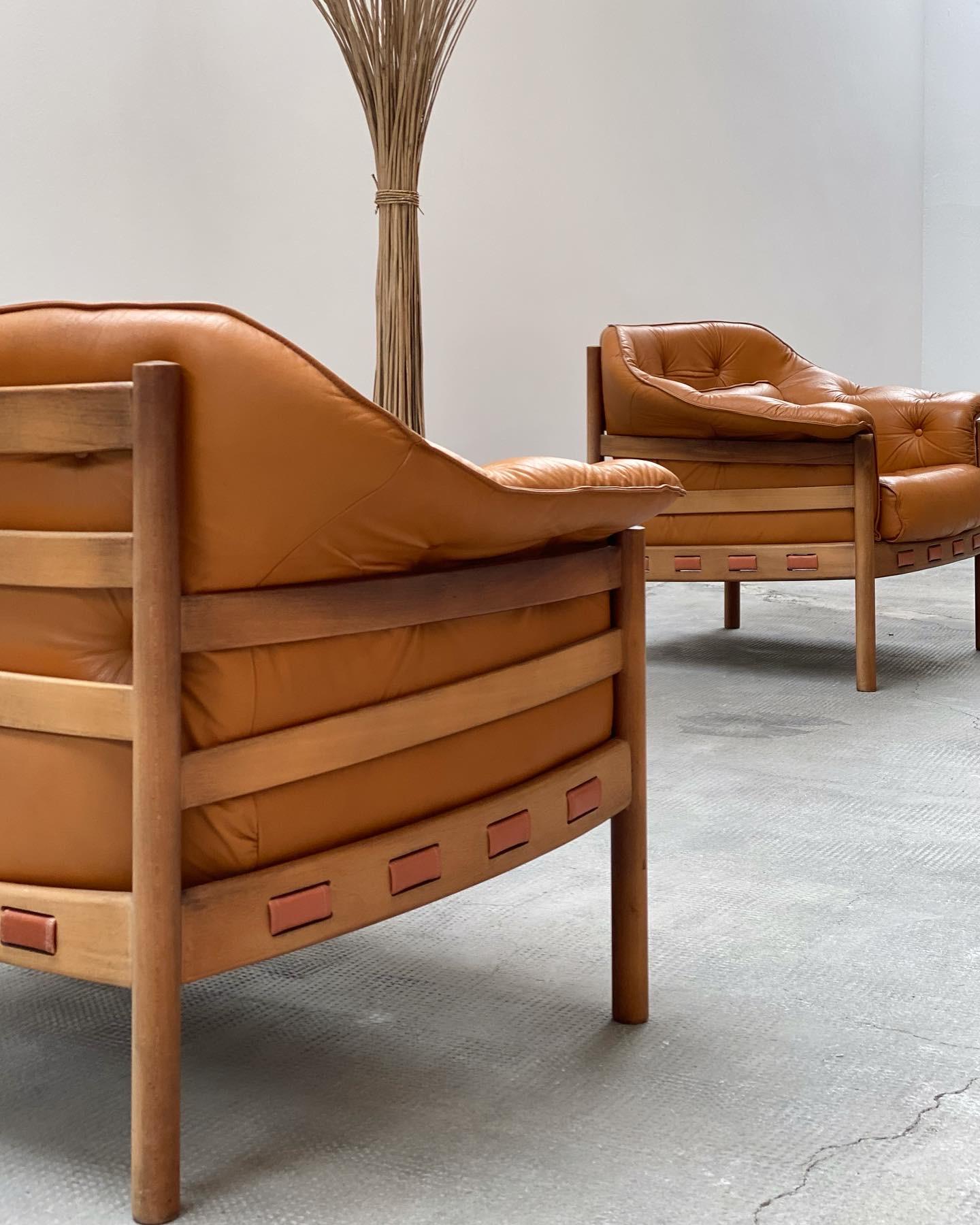 2er Set Sven Ellekaer für Coja Sessel Teak Cognac Leder, Niederlande ...