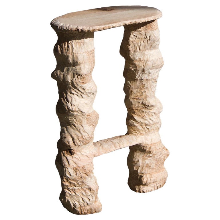 2Legs BarStool, Carved Wooden Stool For Sale at 1stDibs
