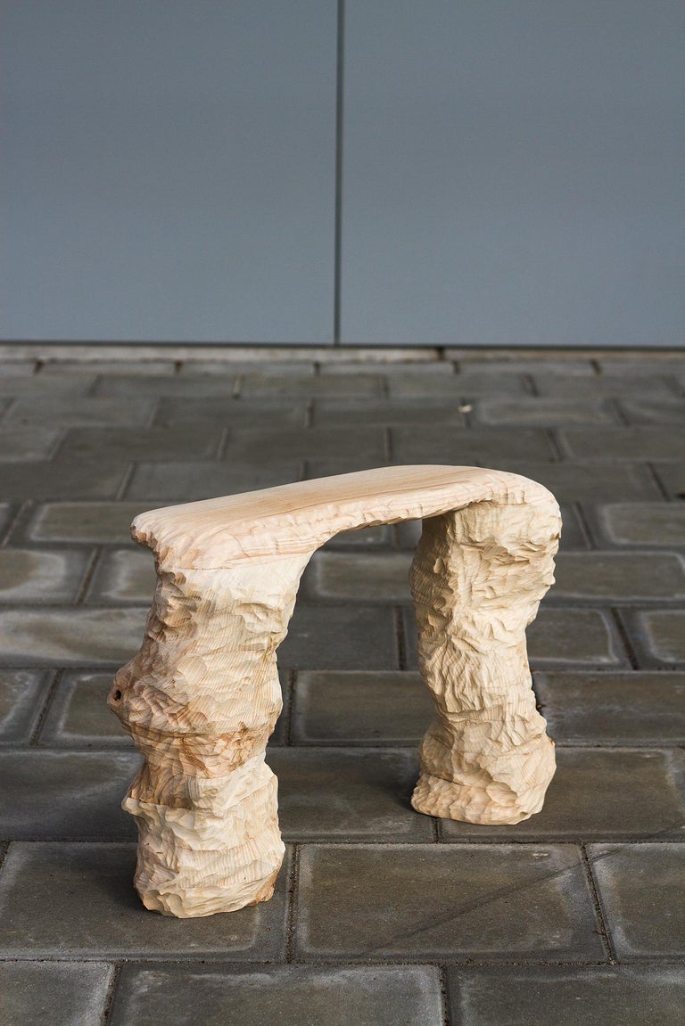 2Legs MiniStool, Carved Wooden Stool For Sale at 1stDibs