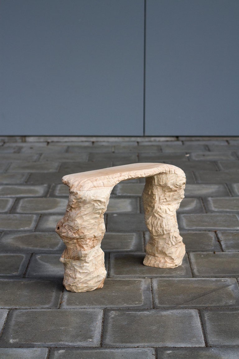 2Legs MiniStool, Carved Wooden Stool For Sale at 1stDibs
