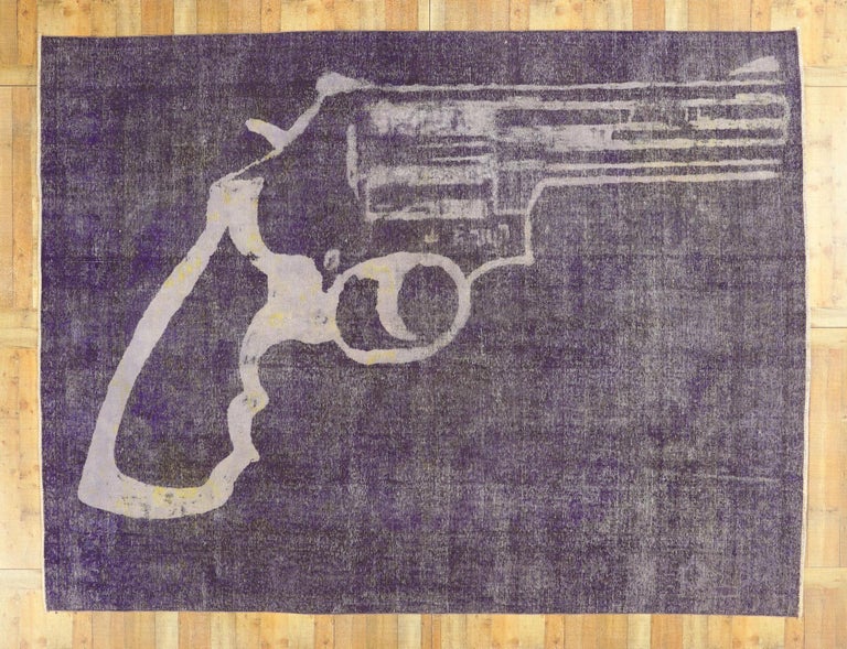 2nd Amendment Vintage Overdyed Rug For Sale at 1stDibs