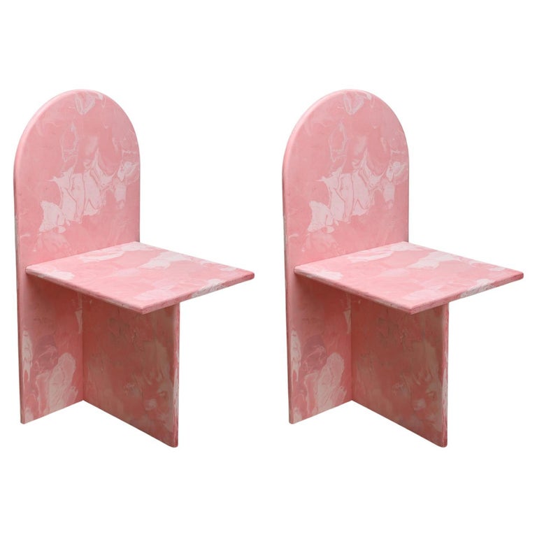 2x Contemporary Chairs Pink 100% Recycled Plastic Hand-Crafted by Anqa ...